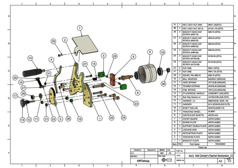 2x72 Tilting Belt Grinder Plans (metric) With Ratcheting Mechanism - Etsy
