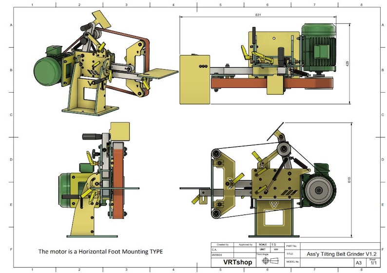 2x72 Tilting Belt Grinder (metric) Plans - No-weld Design, With a ...