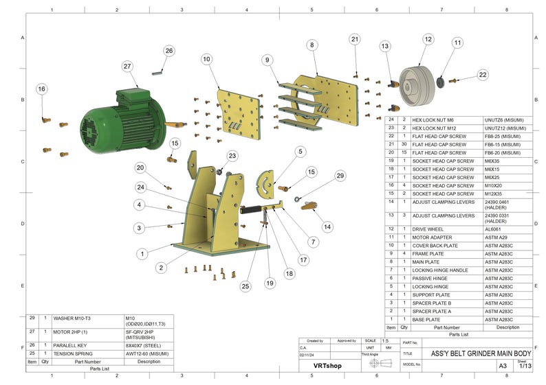 2x72 Tilting Belt Grinder Plans (metric) With Ratcheting Mechanism - Etsy