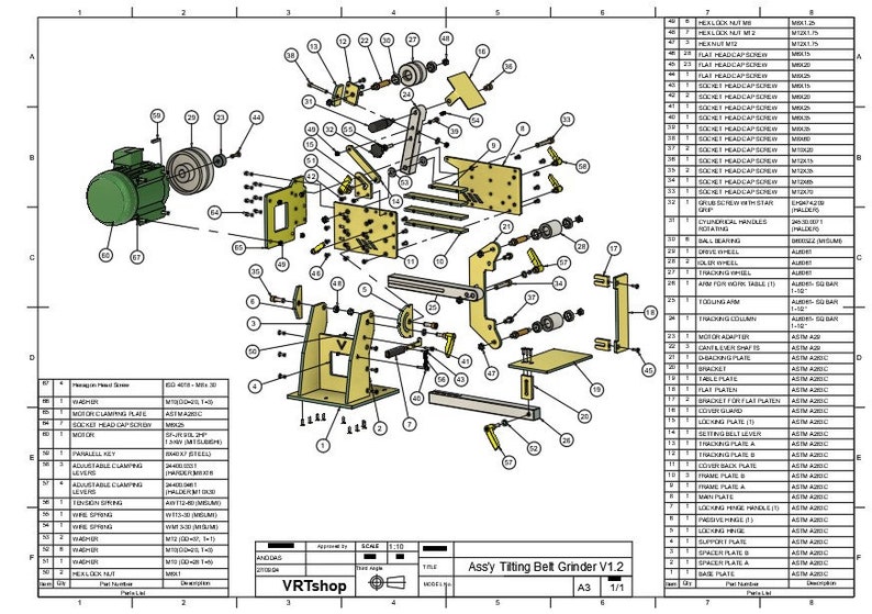 2x72 Tilting Belt Grinder (metric) Plans - No-weld Design, With a ...