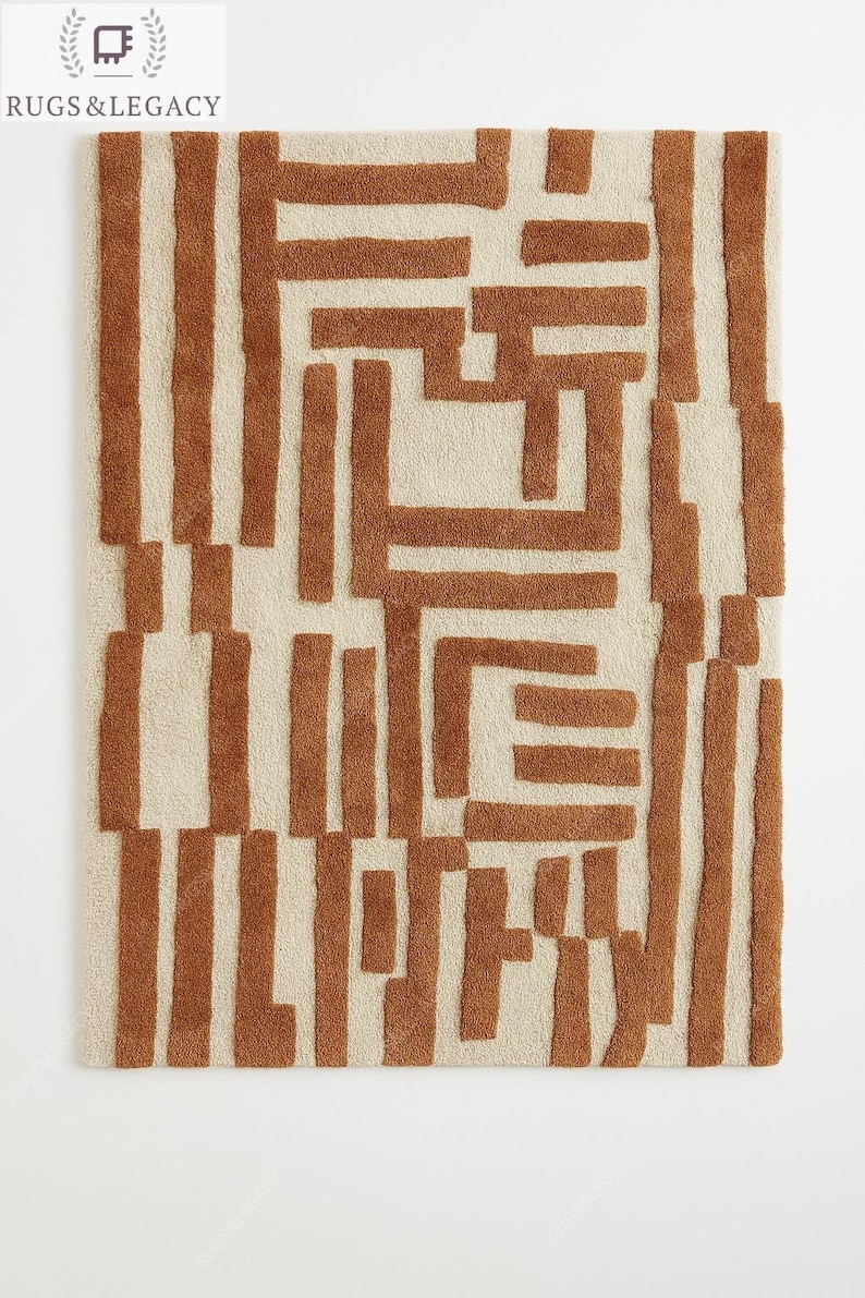 High & Low Pile Muted Tone Rug Hand-tufted Modern 100% Wool Area Rugs ...