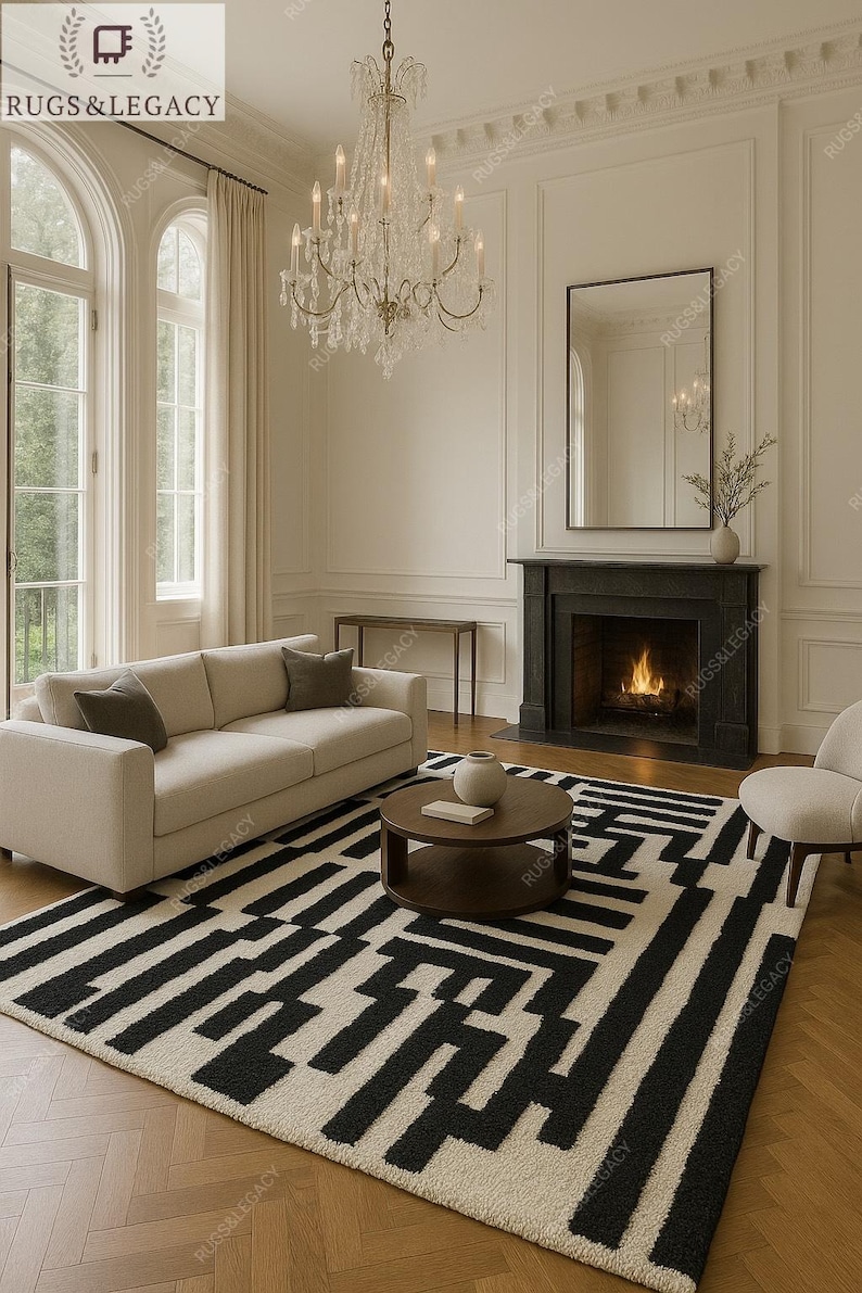 High & Low Pile Muted Tone Rug Hand-tufted Modern 100% Wool Area Rugs ...