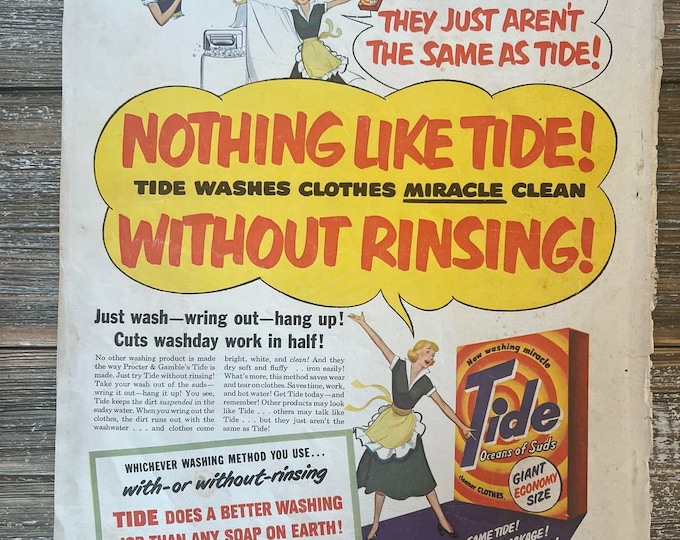 1950 Tide Laundry Detergent Vintage AD Without Rinsing - Etsy