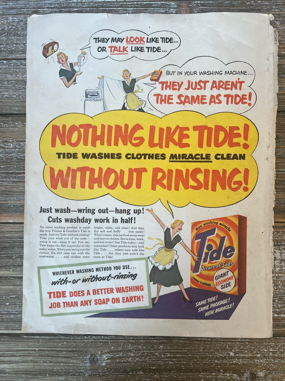 1950 Tide Laundry Detergent Vintage AD Without Rinsing - Etsy