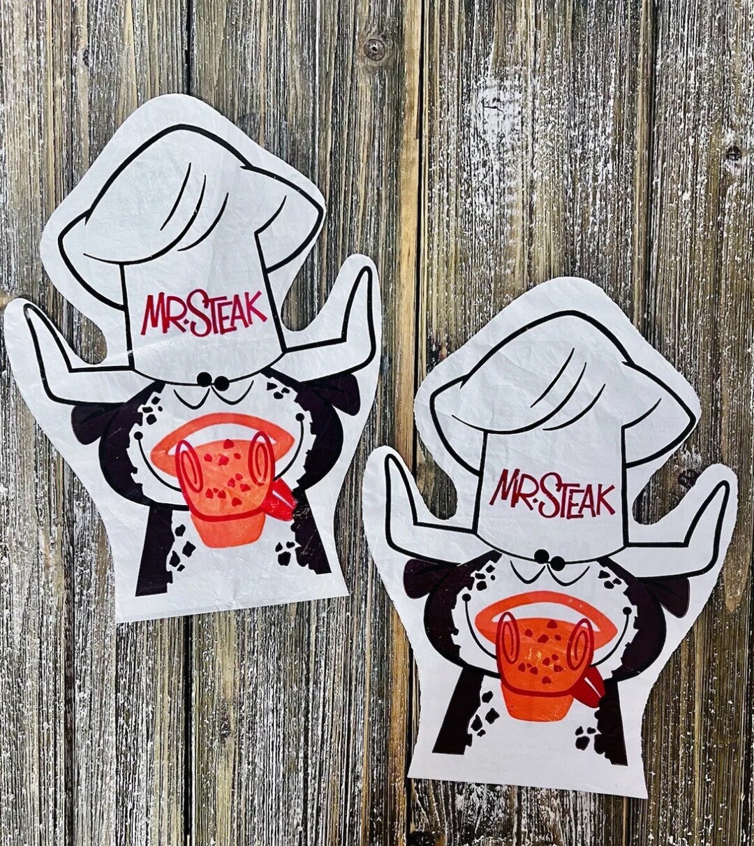 Mr. Steak Plastic Hand Puppet 1970 Cow Kids Toy Menu Vintage Restaurant ...