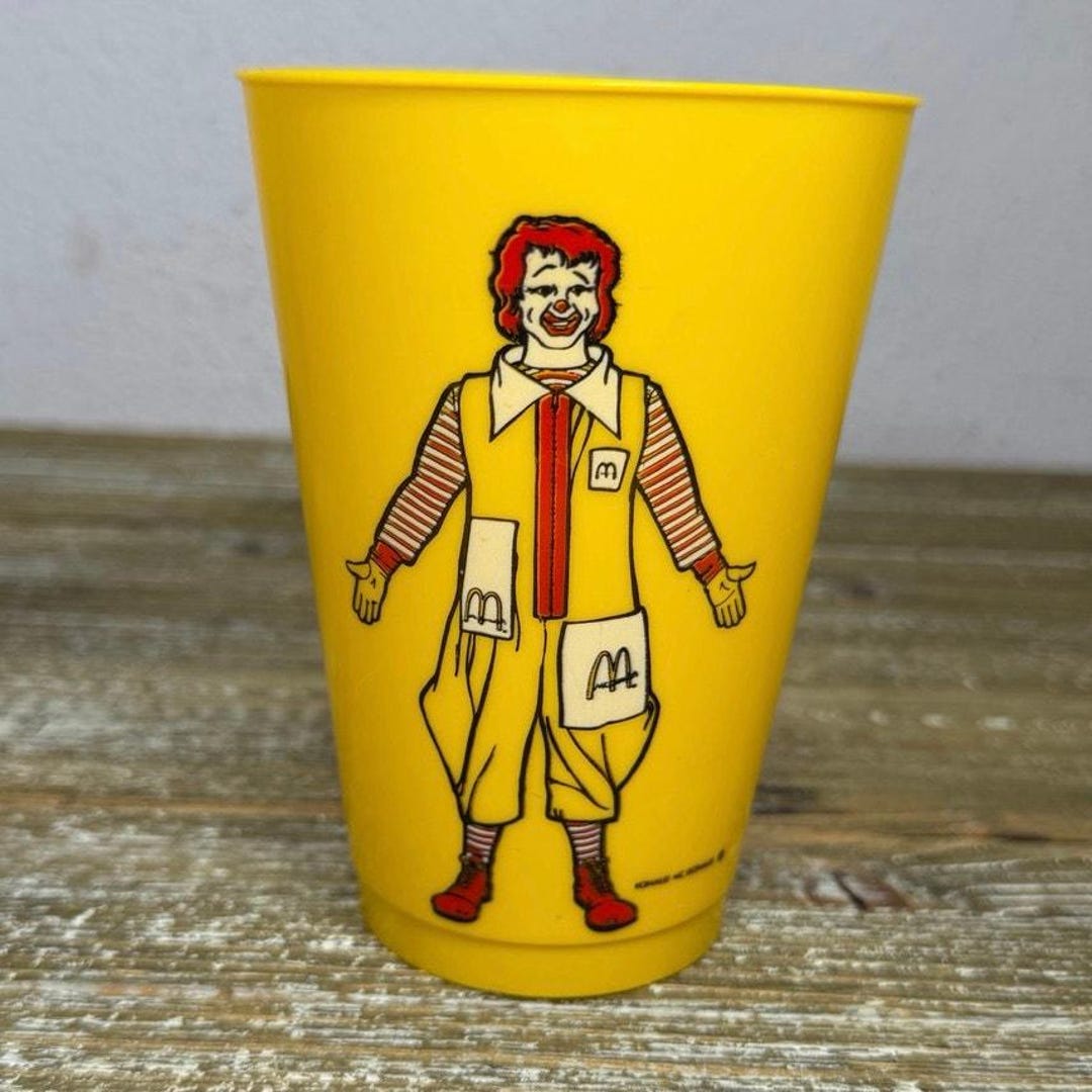 Vintage 1970s Ronald Mcdonald Yellow Plastic Cup Mcdonaldland Mascot ...