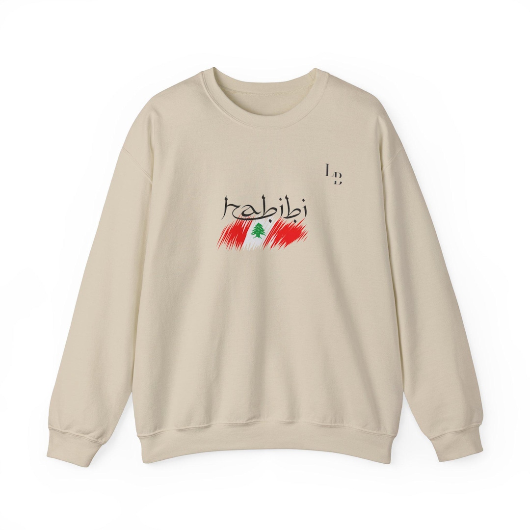 Lebanese Flag Habibi Crew Neck Sweatshirt - Unisex, Heavy Blend ...