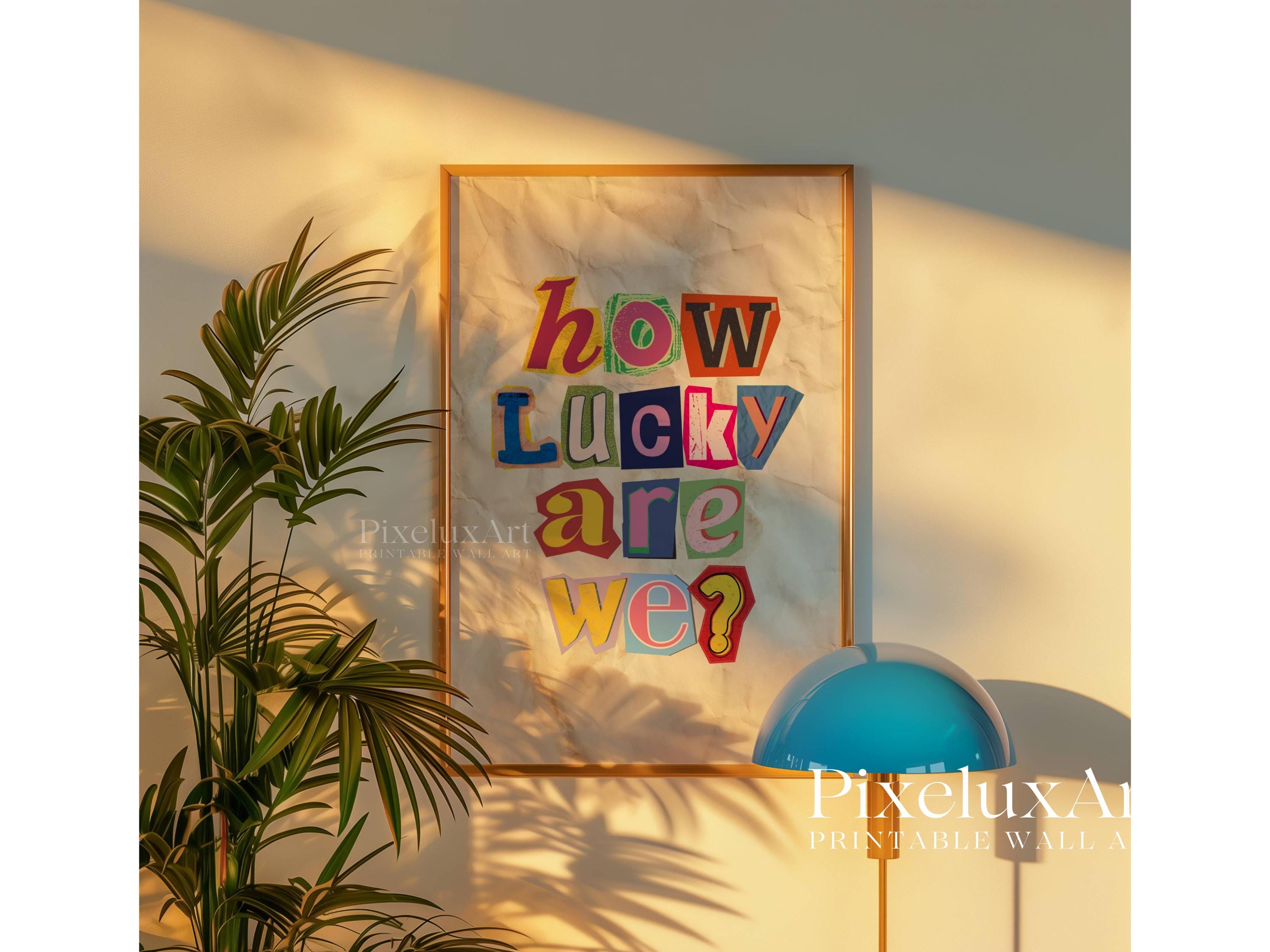 How Lucky Are We Print, Cutouts Letter Typography, Newspaper Background ...