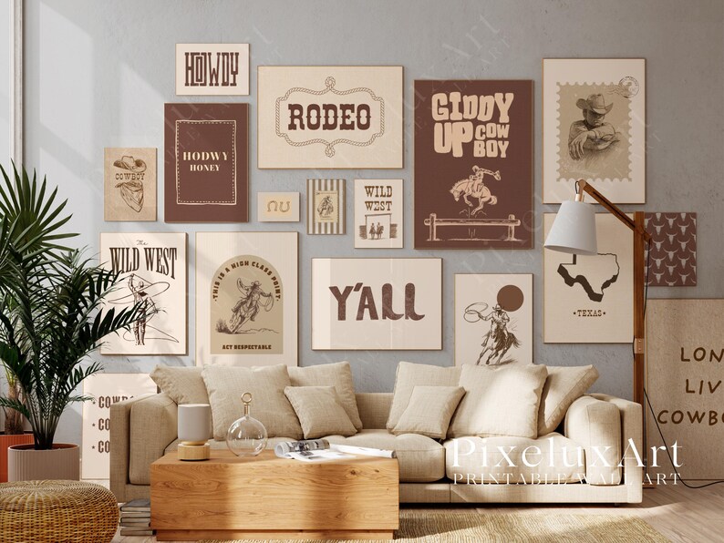 130+ Western Gallery Wall Set, Cowboy Wall Art Bundle, Rustic Ranch ...