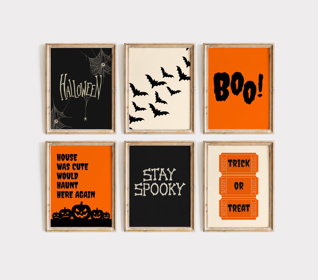 Halloween Wall Art Set: Spooky Ghosts, Pumpkins, Bats (digital Download ...