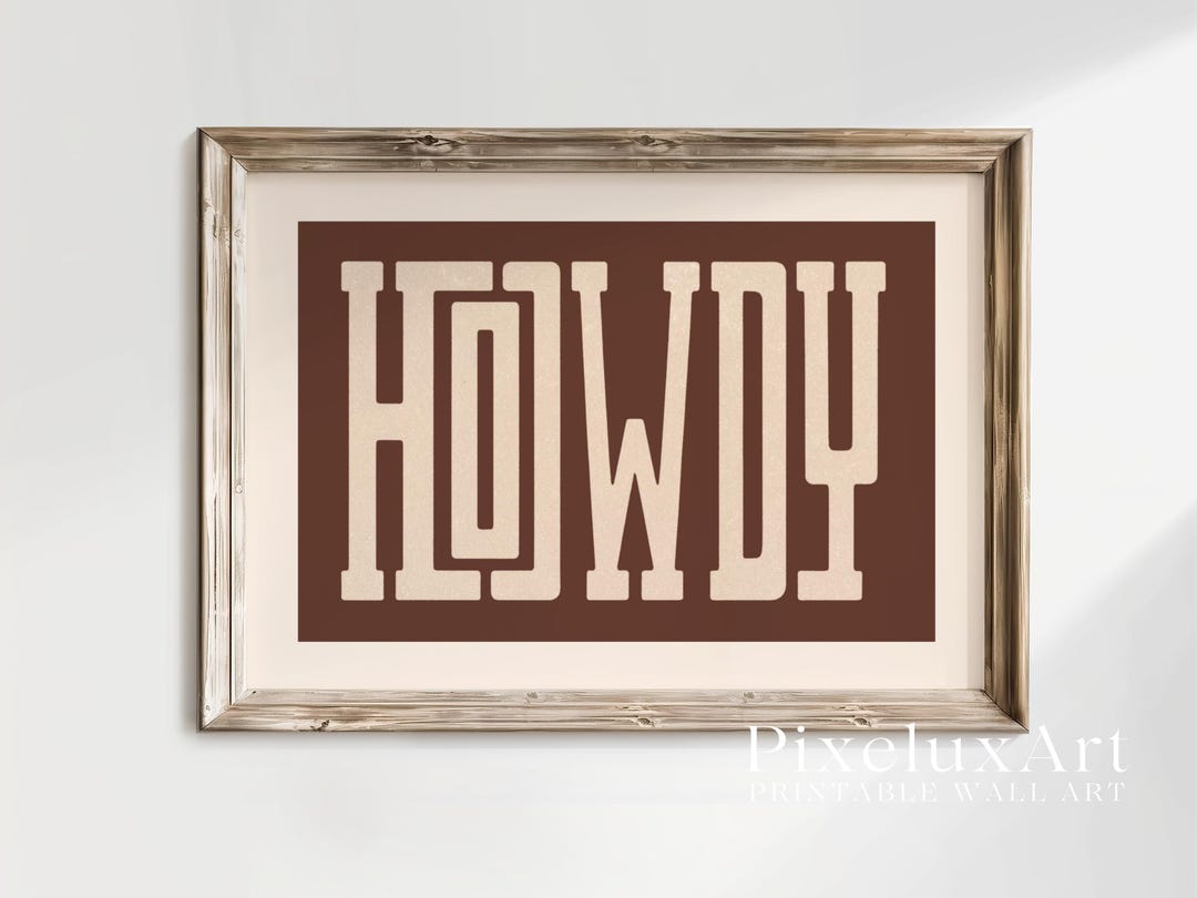 Howdy Western Poster | Cowboy Printable Wall Art | Rustic Typography ...