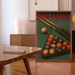 Retro Billiards Print, Retro Pool Hall Wall Art, Vintage Billiards ...