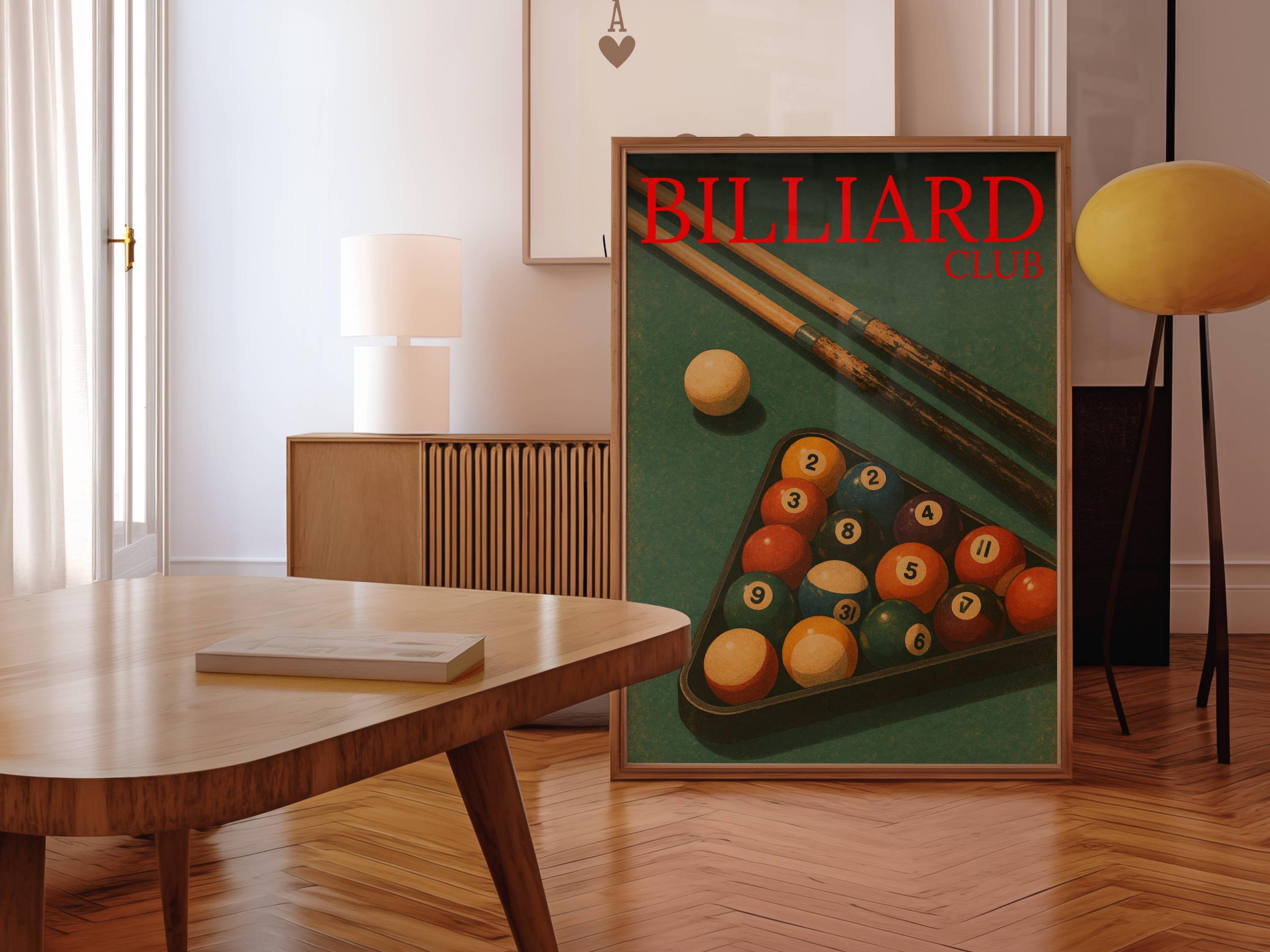 Retro Billiards Print, Retro Pool Hall Wall Art, Vintage Billiards ...