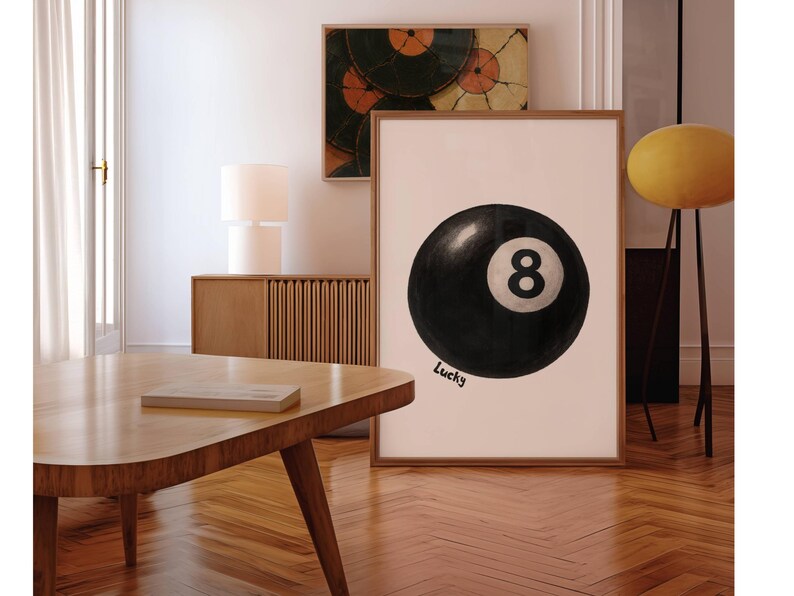 Lucky 8 Ball Print, Pool Ball Print, Vintage Game Room Decor, Luck Wall ...