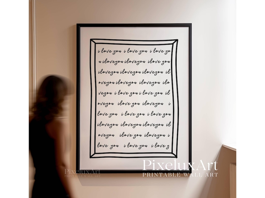 I Love You Wall Art, Romantic Art Print, Calligraphy Print, Handwritten ...