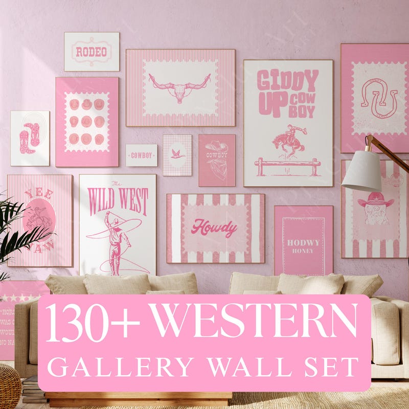 Pink Bow Western Wall Art - Etsy