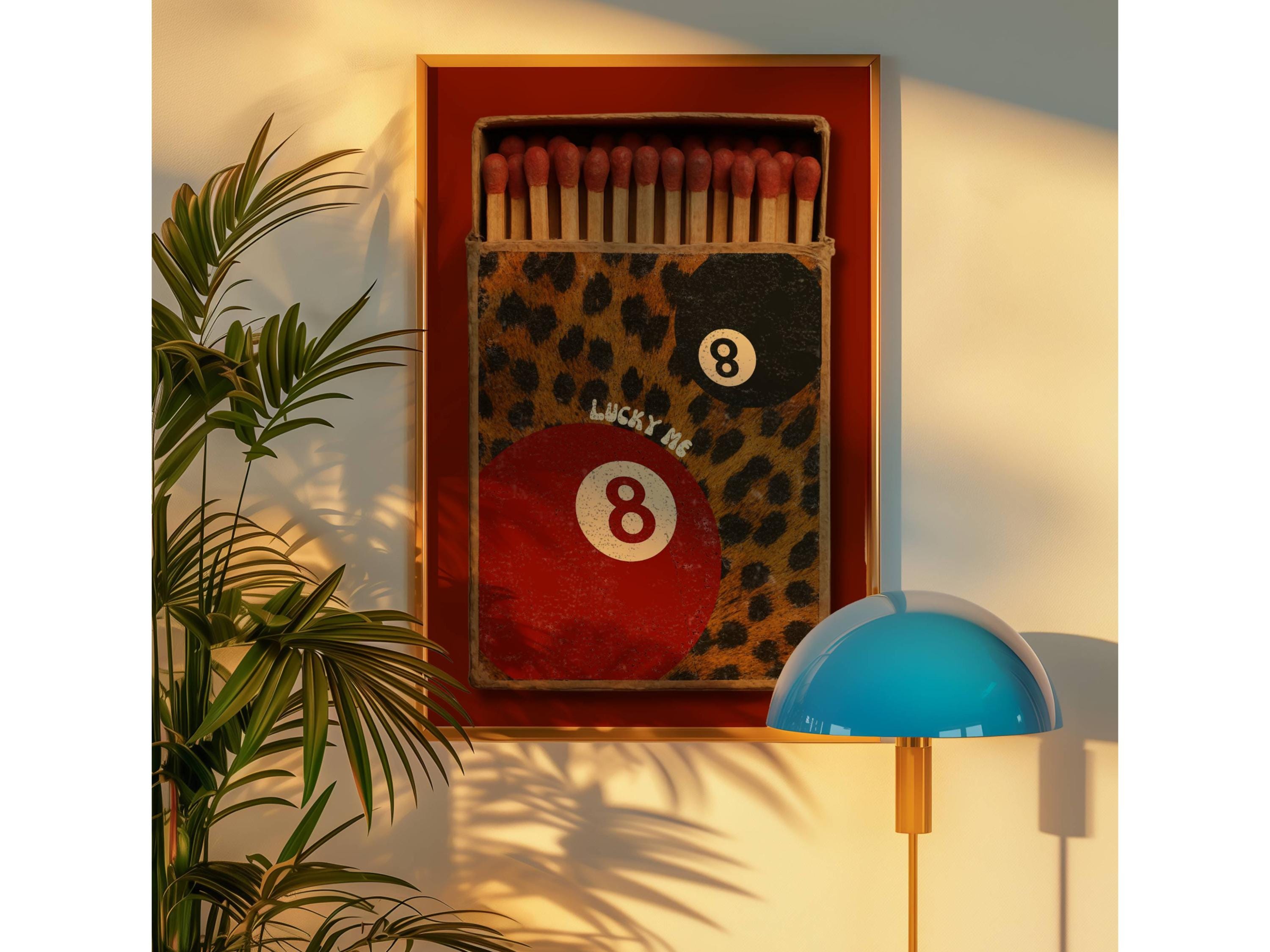 Vintage Leopard 8 Ball Matchbox Print, Red Matchbook Wall Art ...