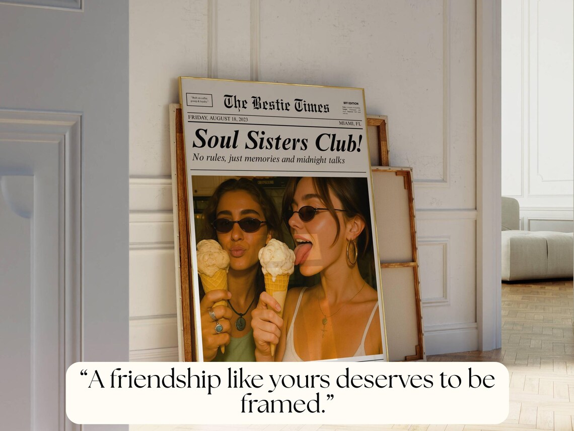 Custom Newspaper Print – Best Friend Poster, Custom Bestie Gift, Trendy ...