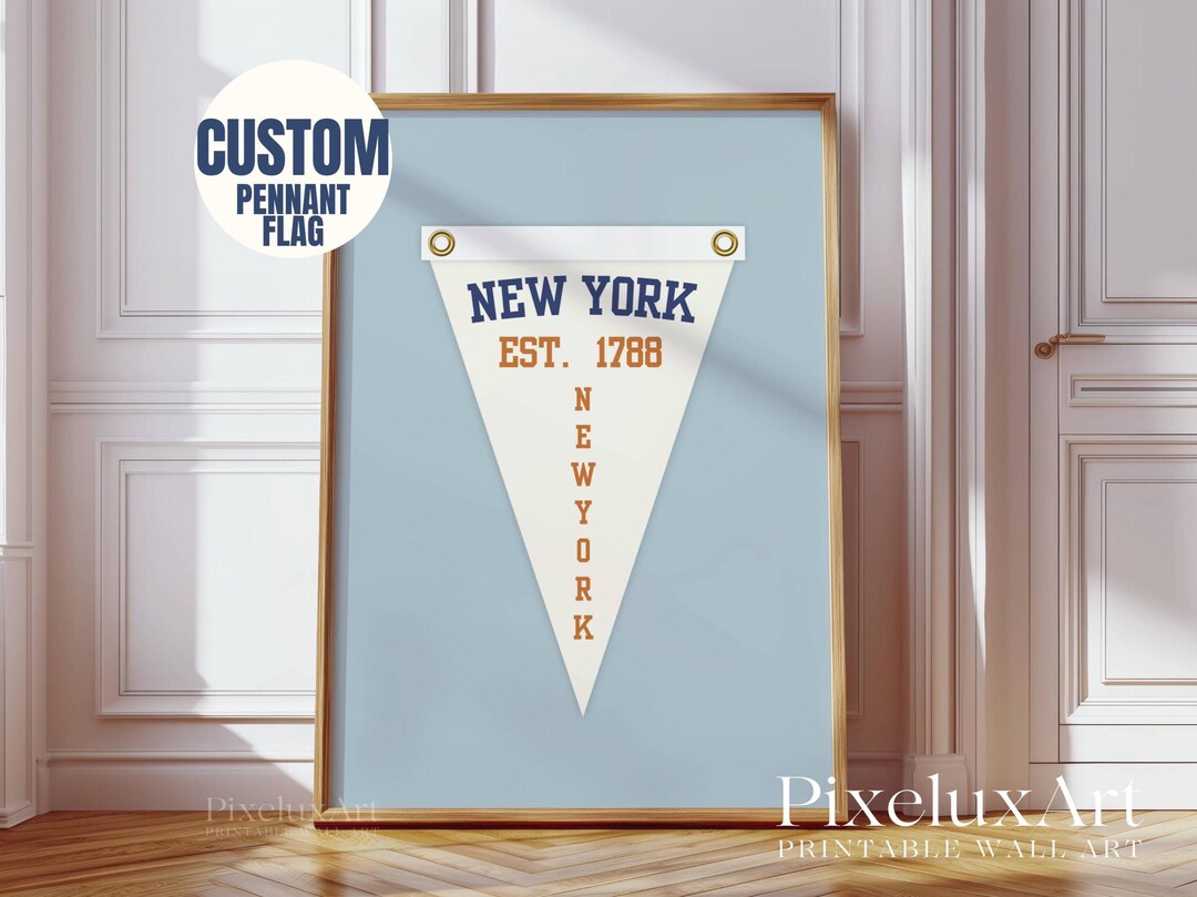 Custom City Pennant Flag, Vintage Pennant Custom Wall Art, Personalized ...