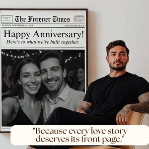 Couples Anniversary Newspaper Poster • Canva Template Newspaper • DIY ...