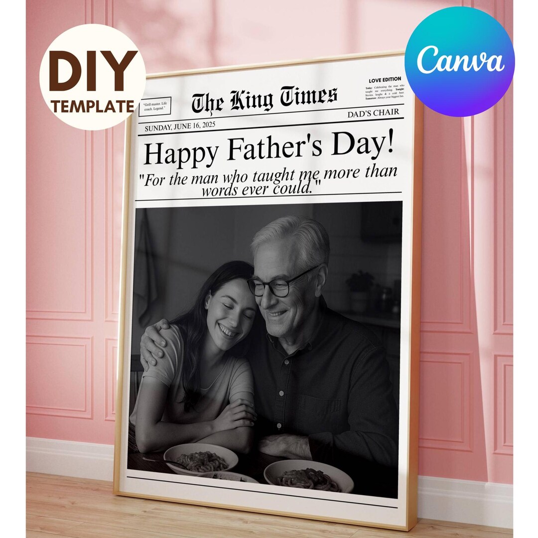Editable Father’s Day Newspaper Gift | DIY Newspaper for Dad or Grandpa ...