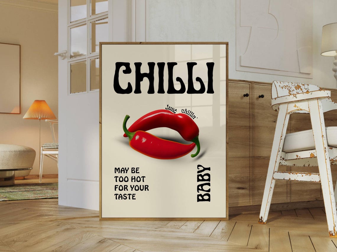 Funky Disco Chilli Pepper Print: Y2K Kitchen Wall Art (digital Download ...