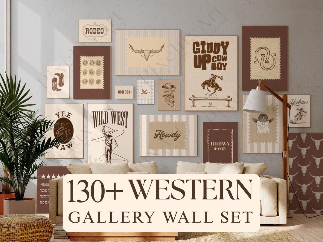 130+ Western Gallery Wall Set, Cowboy Wall Art Bundle, Rustic Ranch ...