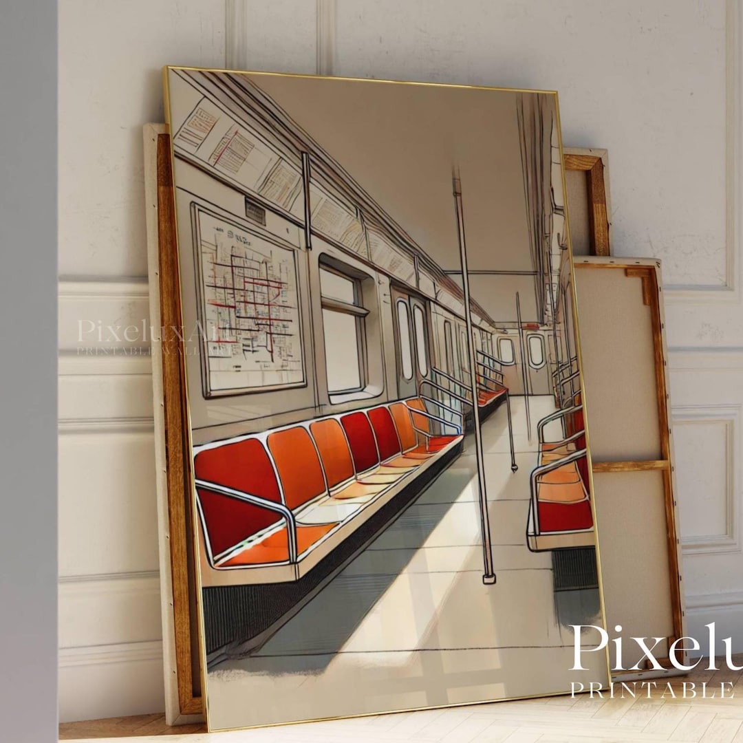 NYC Subway Art Print, New York Subway Train Poster, Minimal Modern Wall ...
