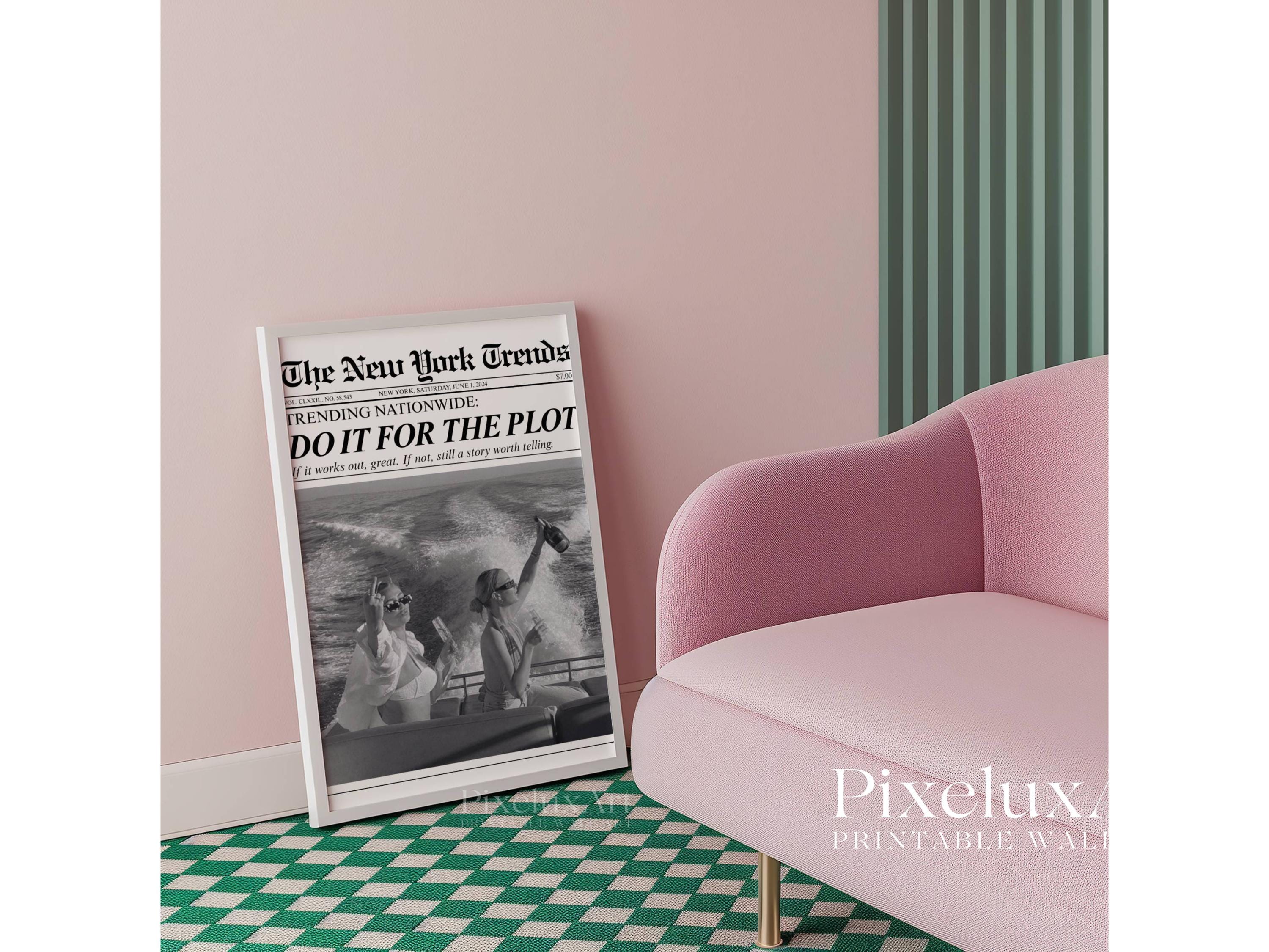 Set of 6 Trendy Newspaper Print – Girly Newspaper Poster, Decorative ...