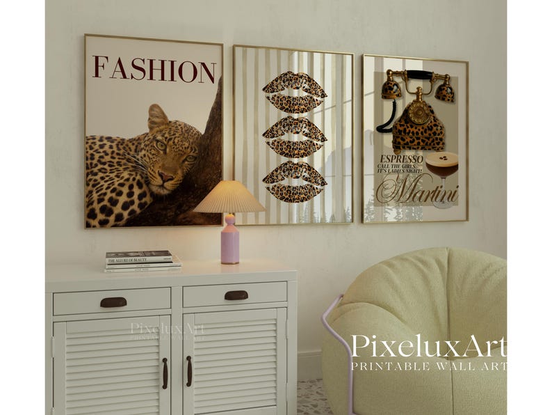 Retro Leopard Wall Art Set – 6 Trendy Posters, Y2K Fashion Poster ...