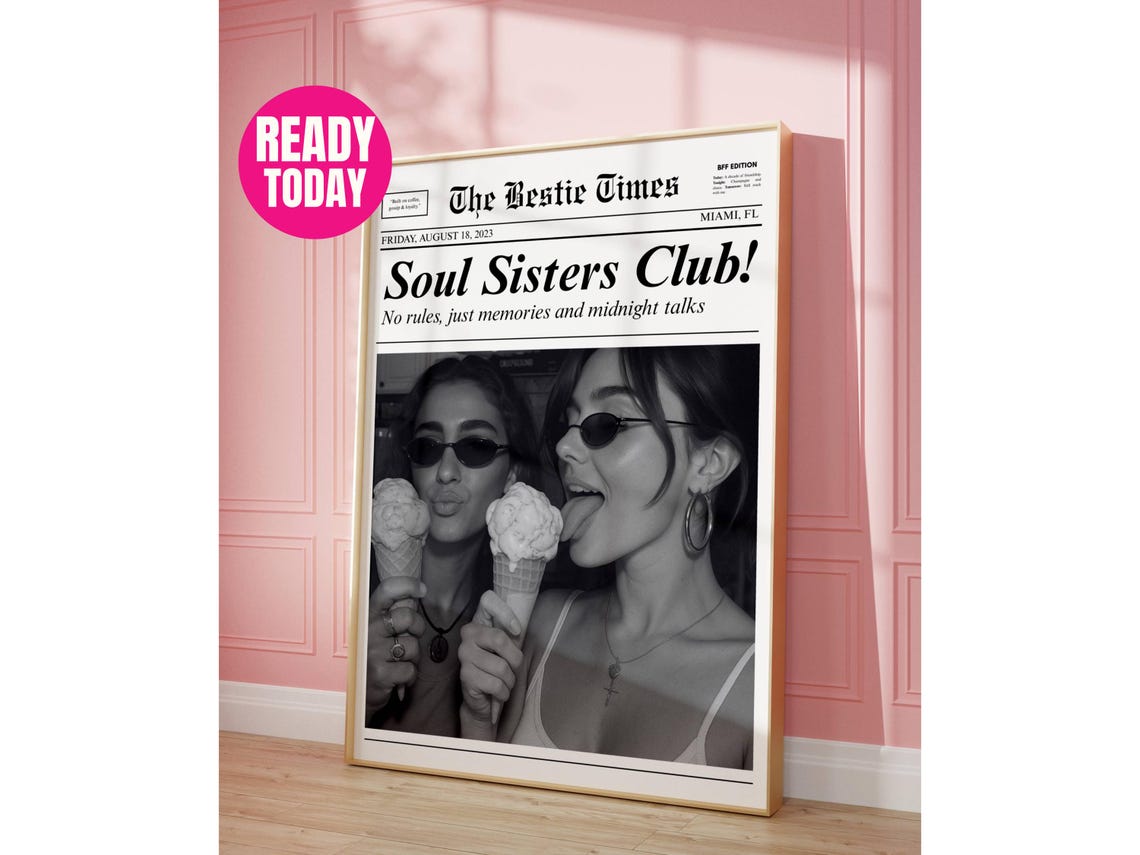 Custom Newspaper Print – Best Friend Poster, Custom Bestie Gift, Trendy ...
