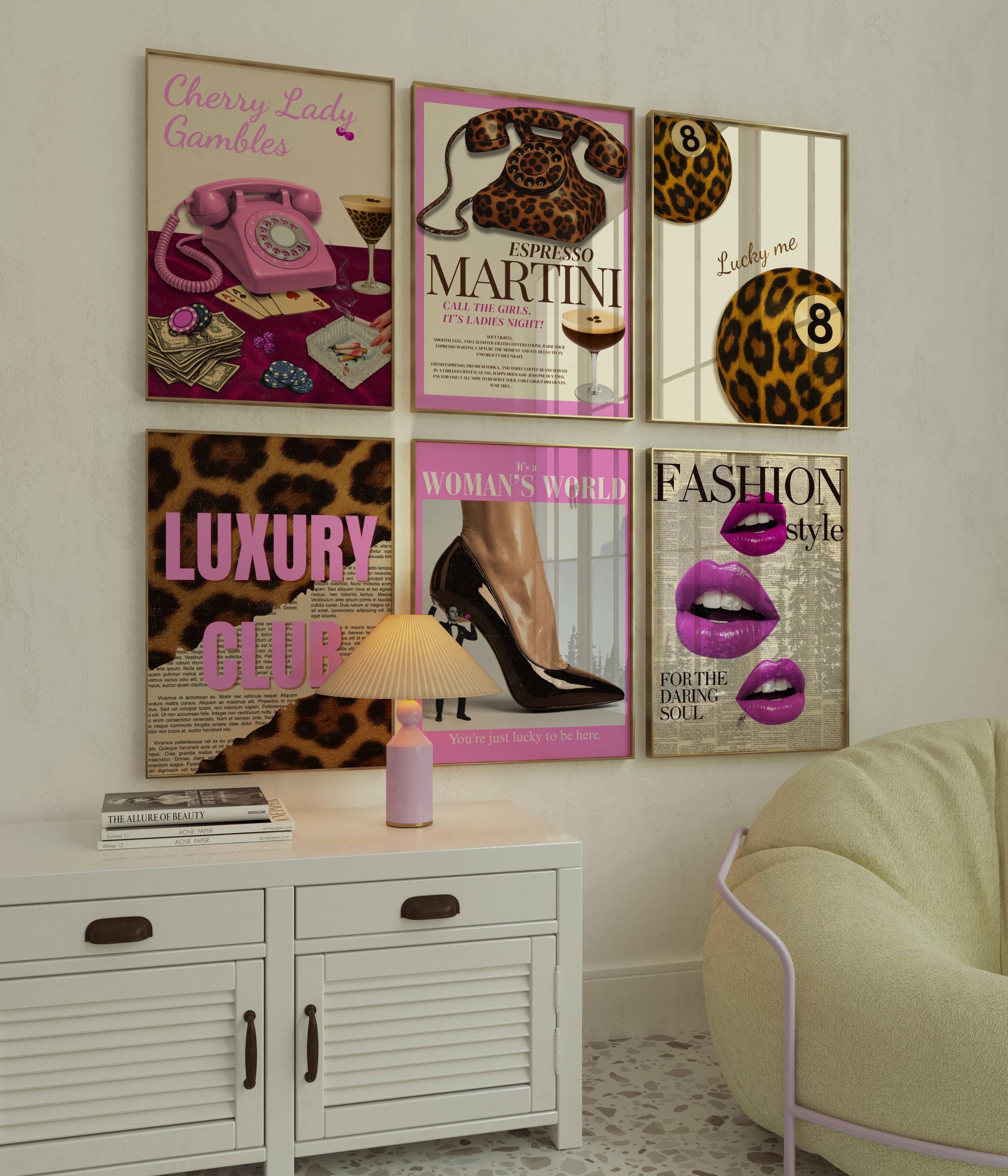 Retro Girly Wall Art Set, 6 Trendy Posters, Y2K Fashion Decor, Trendy ...