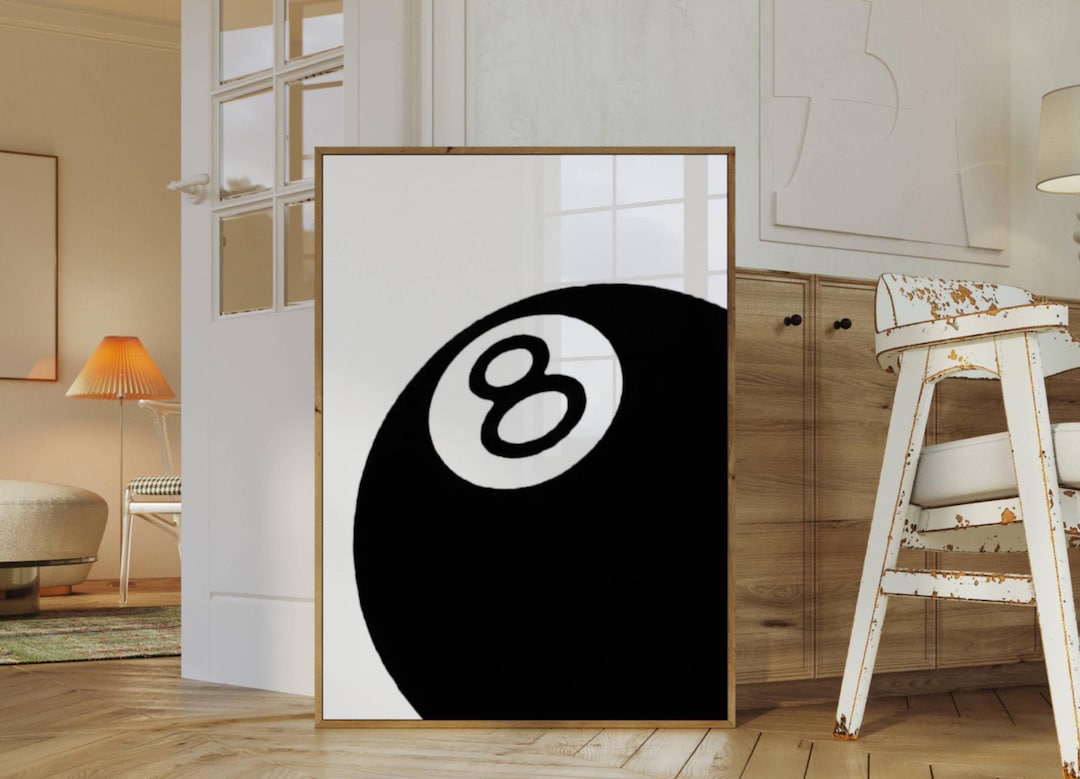 Retro Lucky 8 Ball Print, Pool Ball, Collage Wall Art, Game Room Print ...