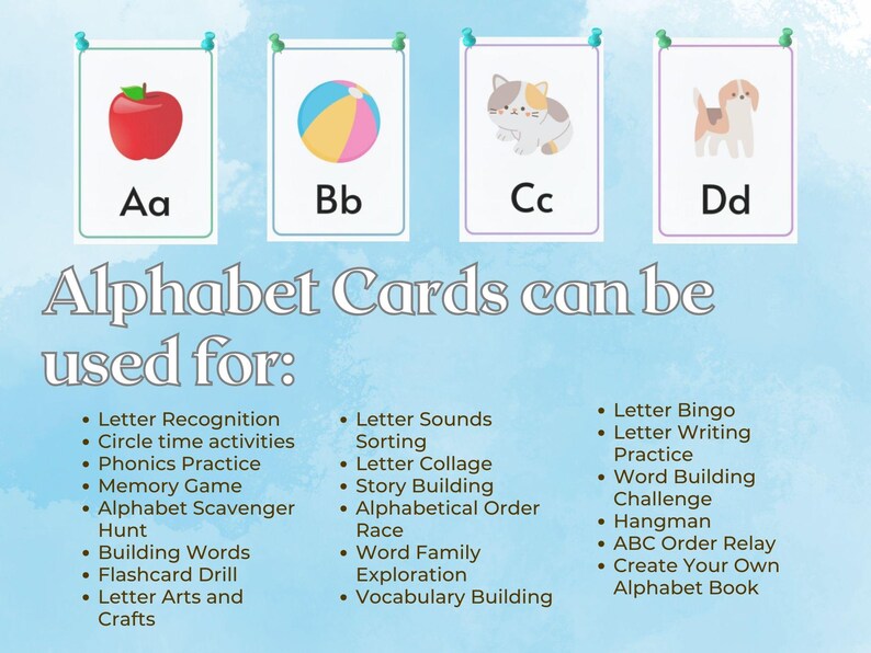 Colorful Alphabet Flashcards Set for Kids Educational Learning Tool for ...