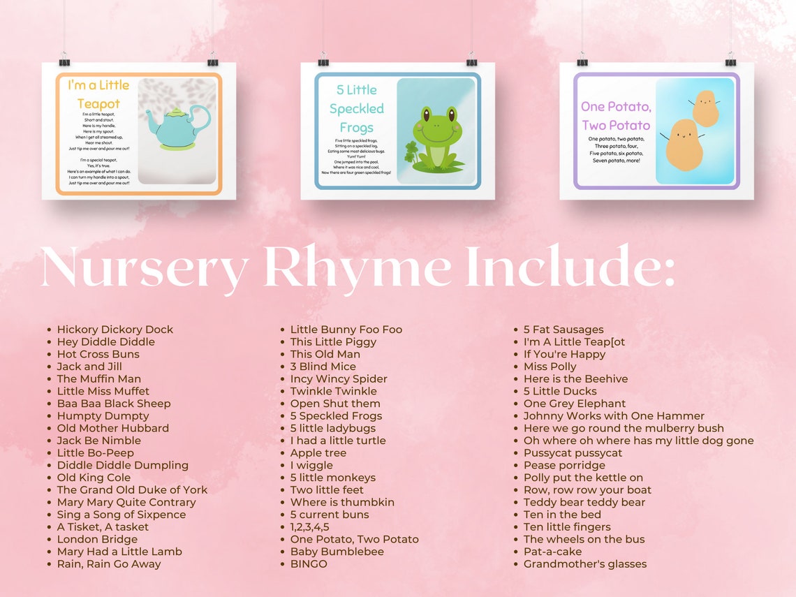 Classroom Printable Nursery Rhyme Cards - Etsy