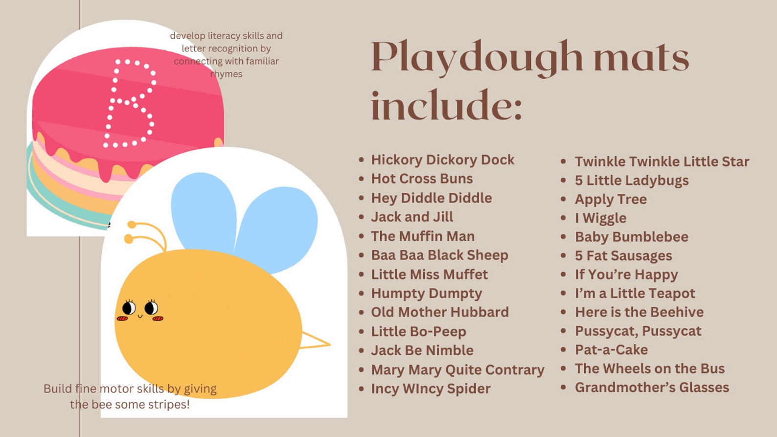 Nursery Rhyme Playdough Mats - Preschool Printables - Educational Fun ...