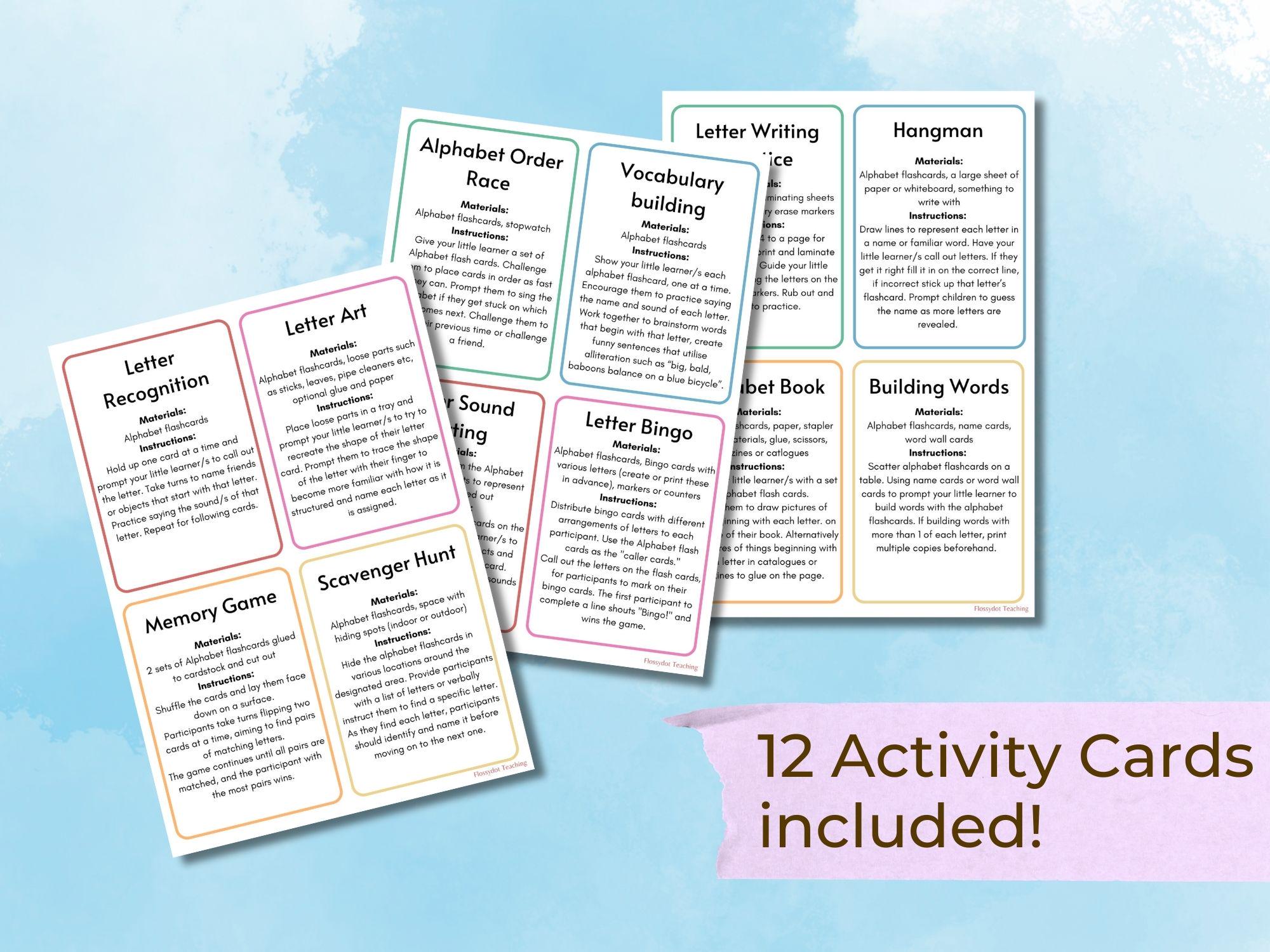 Colorful Alphabet Flashcards Set for Kids - Educational Learning Tool ...