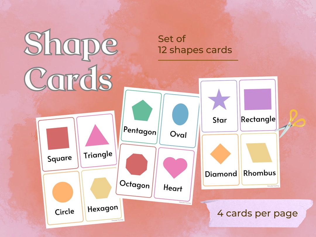12 Shape Flashcards- Colorful Learning Cards for Preschool - Homeschool ...