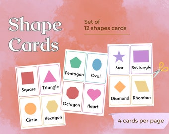 12 Rainbow Shapes Flash Cards, Shape Flashcards, Preschool Learning ...