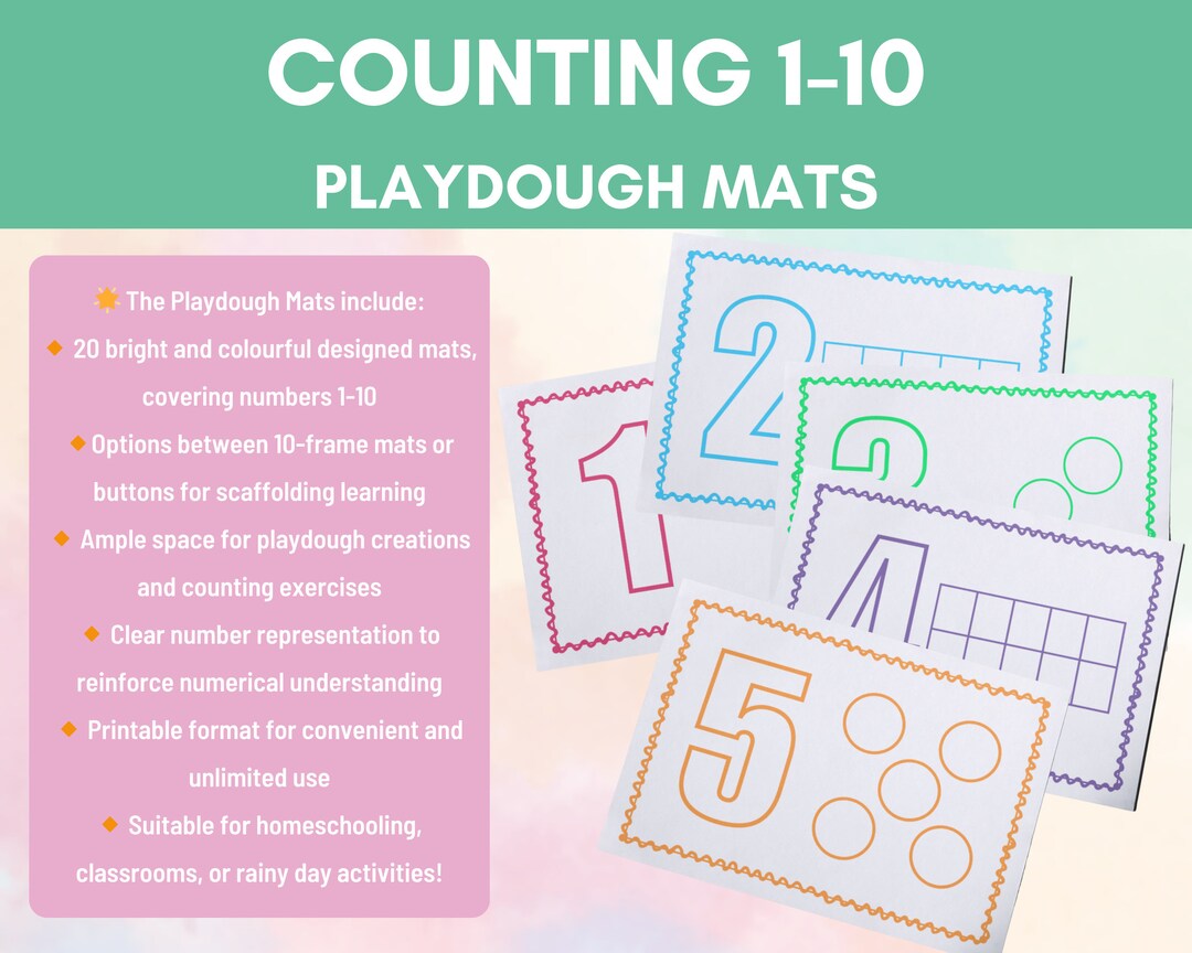 Downloadable Playdough Counting Mats: Interactive Learning Fun! - Etsy