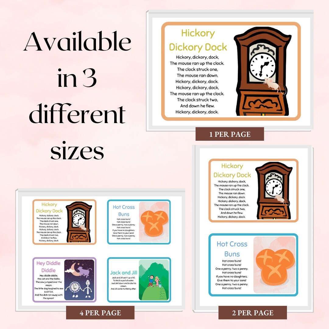 Classroom Printable Nursery Rhyme Cards - Etsy