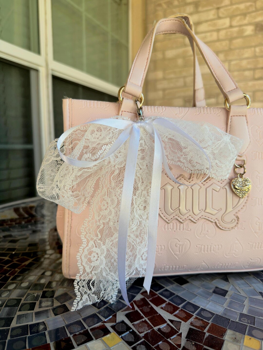 White Lace Bow Keychain Bag Charm, Bow Bag Pendant, Coquette Bow Key ...