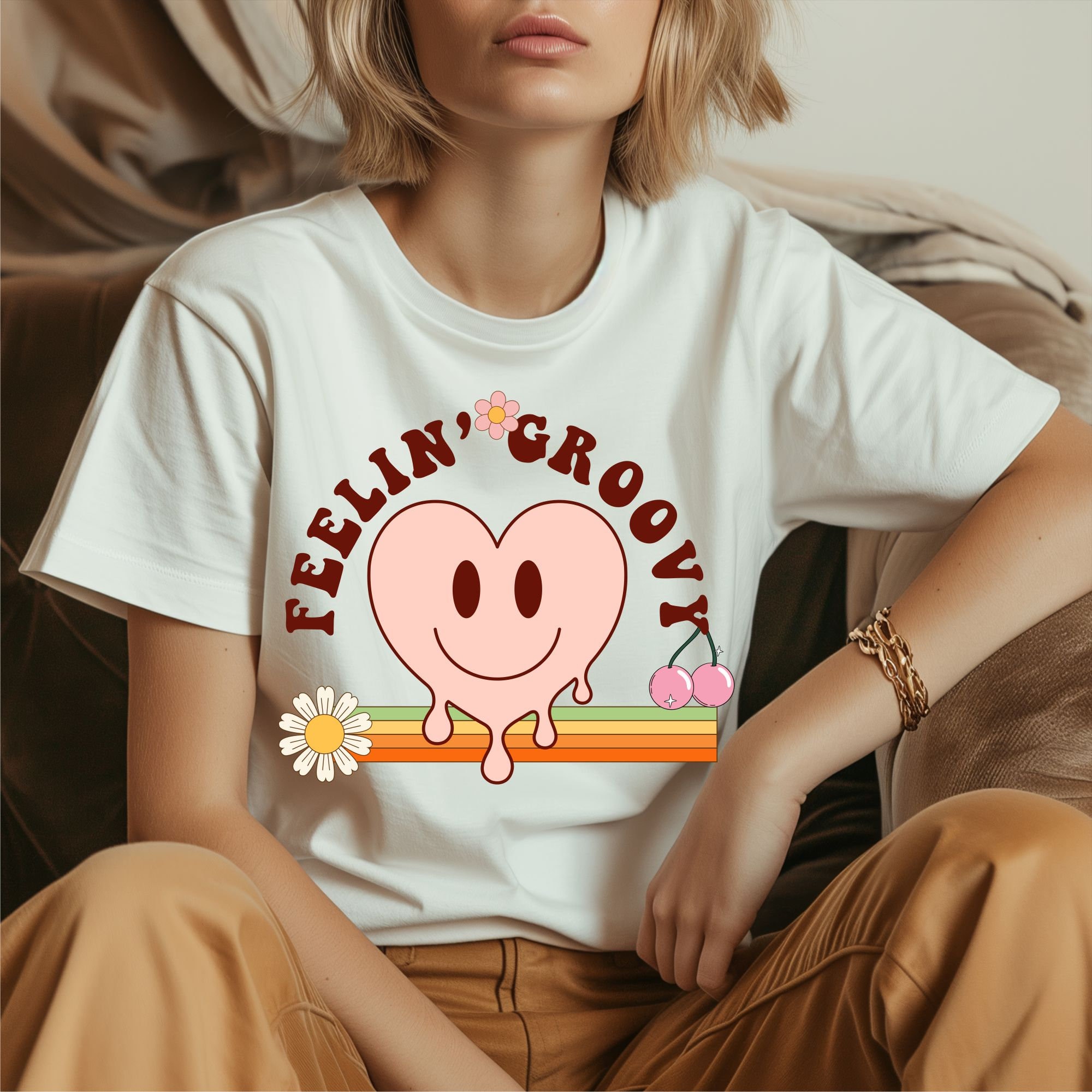 Feelin' Groovy Png, Groovy Heart Png, Retro Floral Png, Groovy Clipart ...