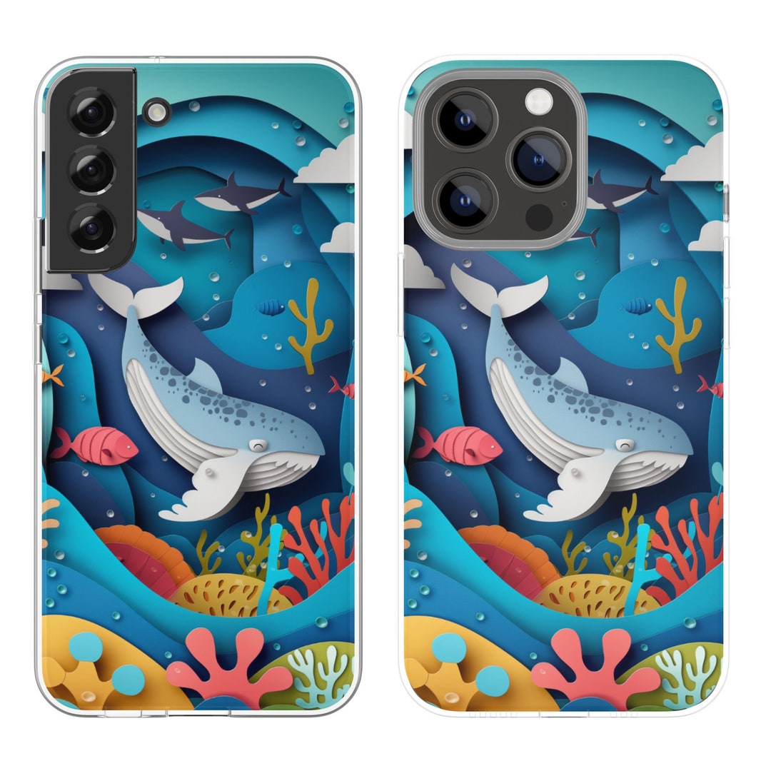 3D Papercraft Under the Sea Phone Case, Paper Whale Phone Case for ...