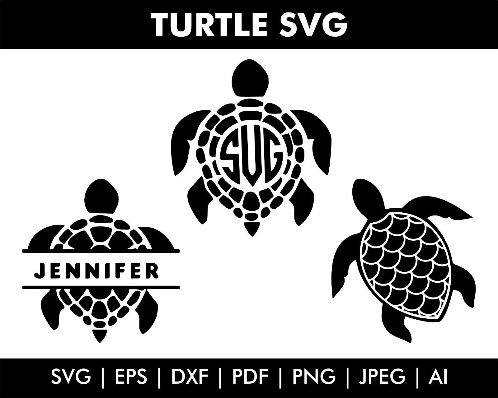 Turtle Svg Bundle, Tortoise Svg, Turtle Monogram Svg, Ocean Turtle Svg ...