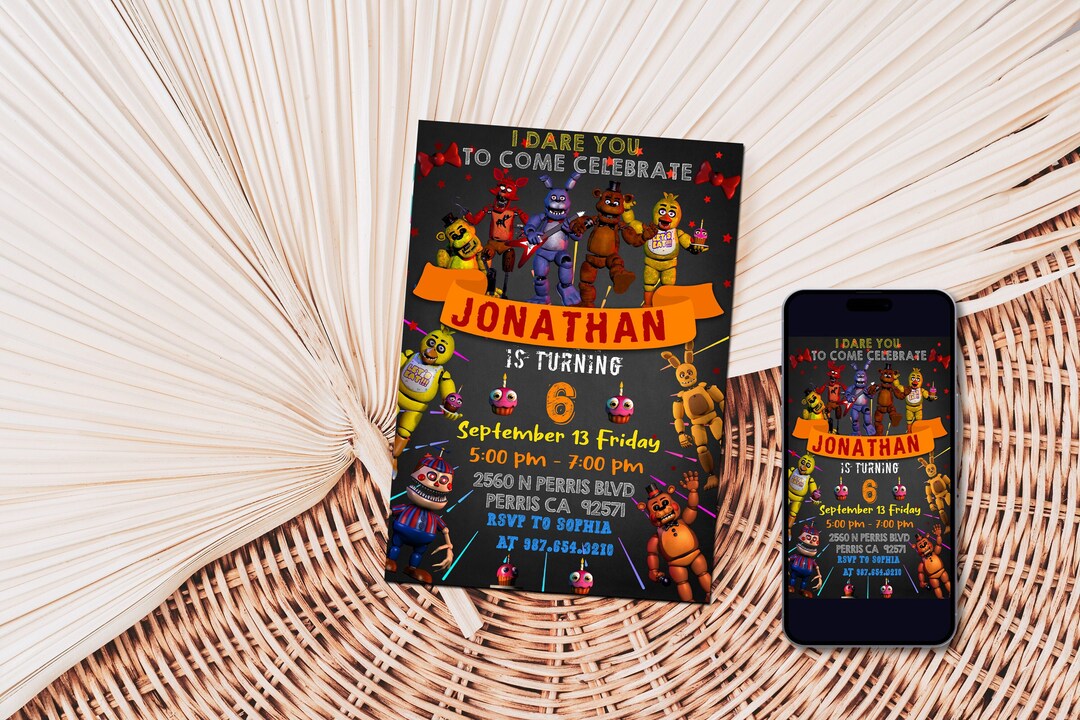 Editable Five Nights at Freddys Invitation for Boys & Girls Kids ...