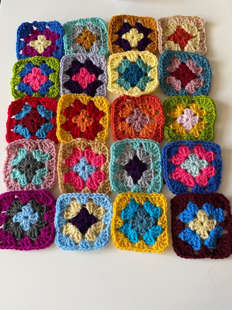 Crochet Granny Squares X 12 - Etsy