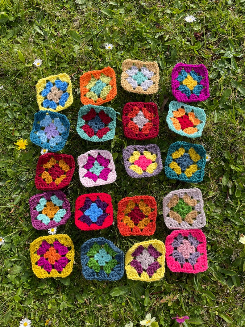 Crochet Granny Squares X 12 - Etsy
