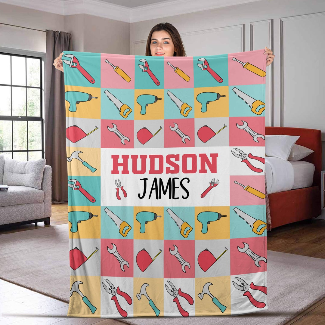 Personalized Mechanic Baby Blanket, Baby Name Blanket, Baby Boy ...