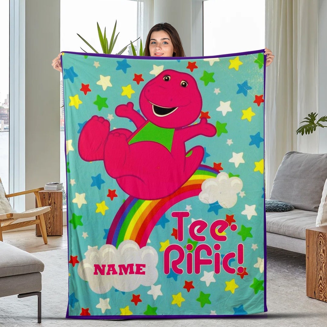 Barney and Friends Custom Velvet Blanket, Barney the Dinosaur Bedding ...